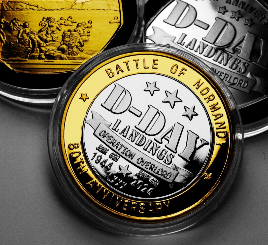 Trio of D-DAY LANDINGS 80th Anniversary Commemorative Coins. 1944-2024 ...