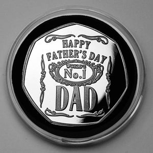 HAPPY FATHER'S DAY Silver Commemorative Coin in Capsule. Gift/present ...