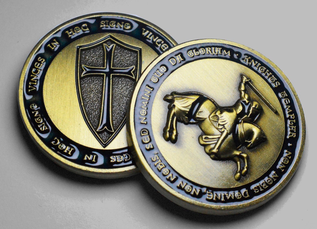 Masonic Knights Templar Antique Gold Commemorative Coin With Blue ...