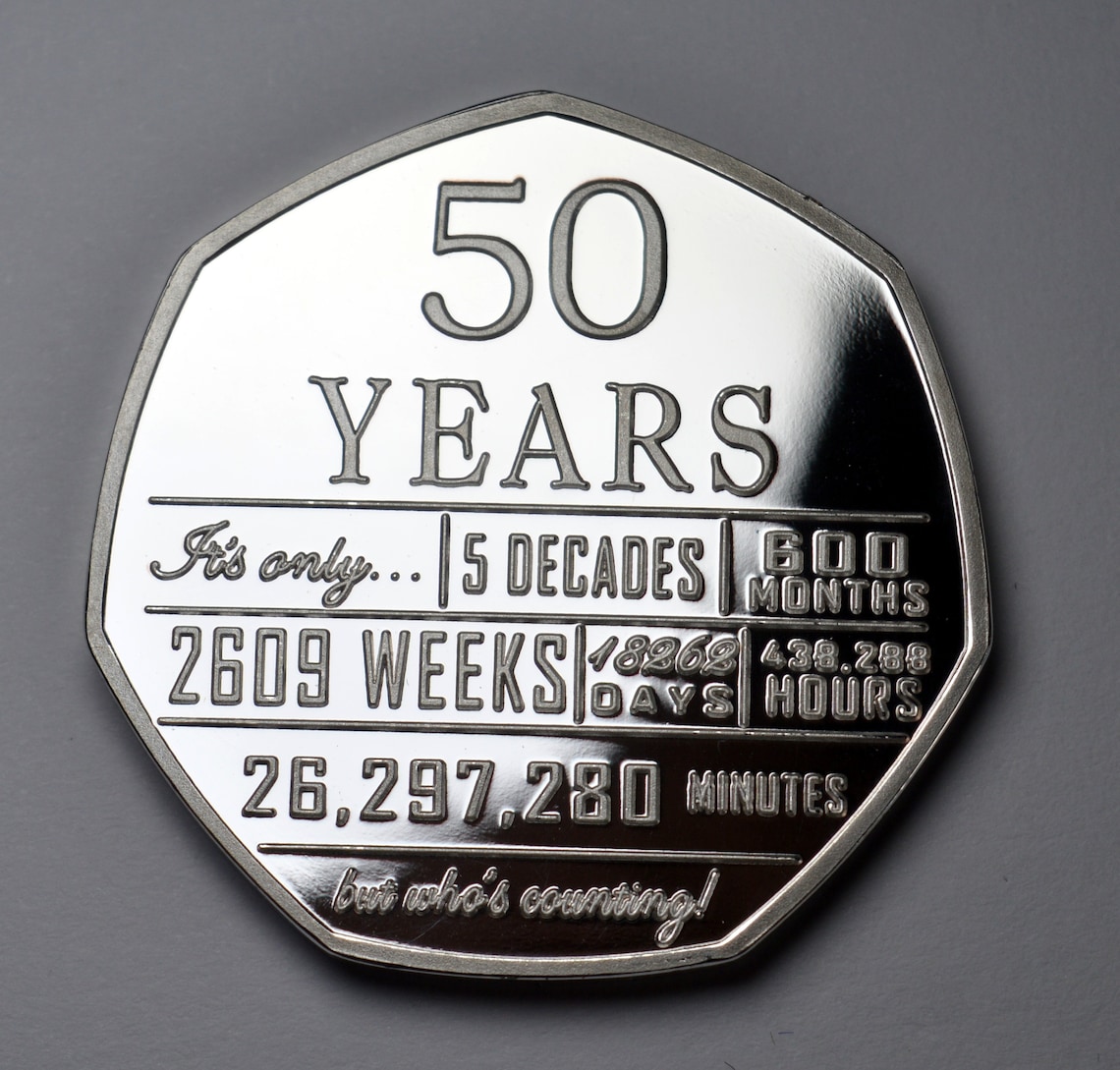Pair of 50th Birthday Silver & 24ct Gold Commemoratives in 50p Coin ...