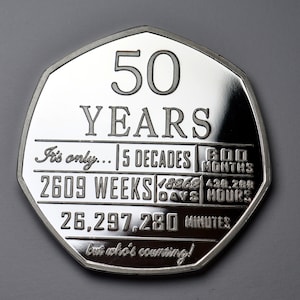 Pair of 50th Birthday Silver & 24ct Gold Commemoratives in 50p Coin ...