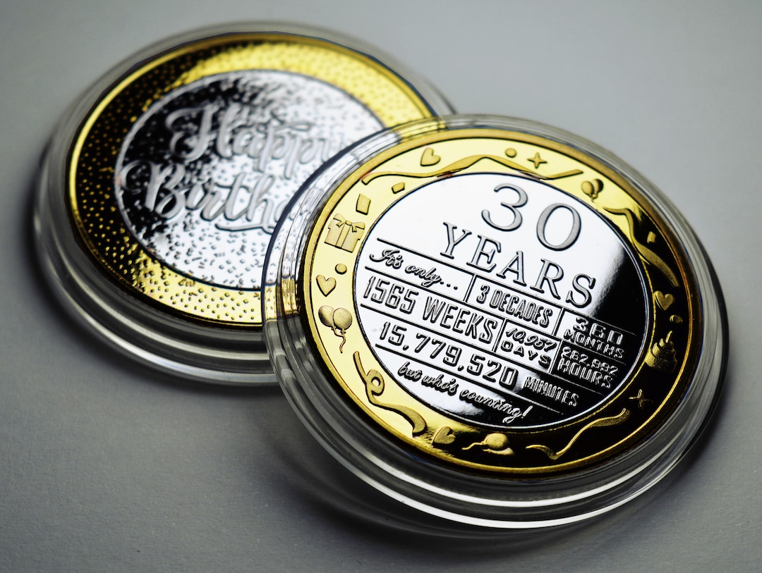 30th Birthday Dual Metal Silver & 24ct Gold Commemorative. Gift/present ...
