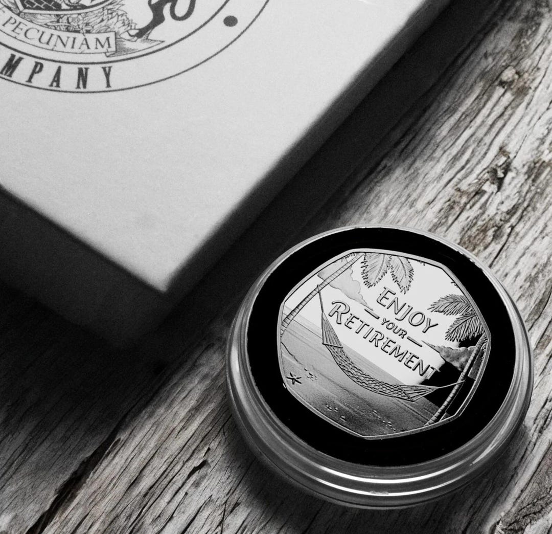 HAPPY RETIREMENT Silver Commemorative Coin in Gift Box. Great Escape ...