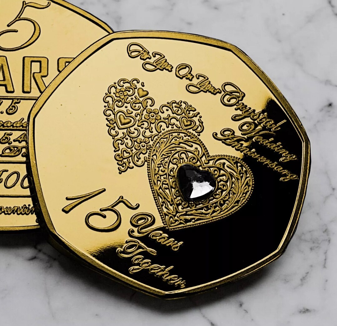 On YOUR 15th Crystal Wedding Anniversary 24ct Gold Commemorative. GEM ...