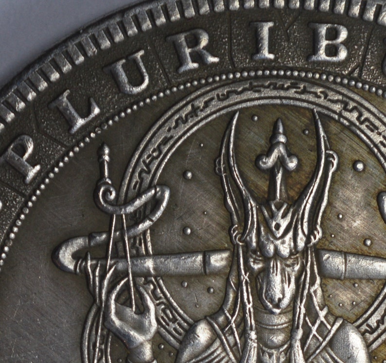 1899 Morgan Silver Dollar. Anubis/egyptian. Carved/hobo Coin. 38mm 23g ...