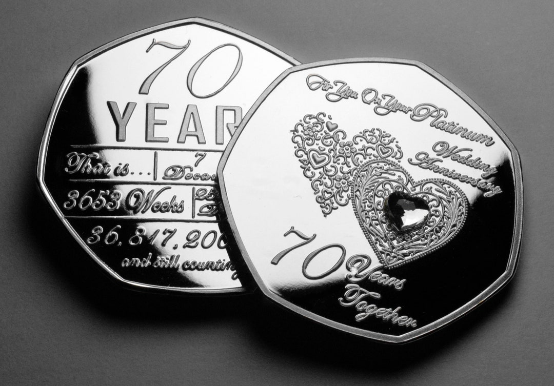 On Your 70th PLATINUM WEDDING ANNIVERSARY Commemorative With Diamante ...