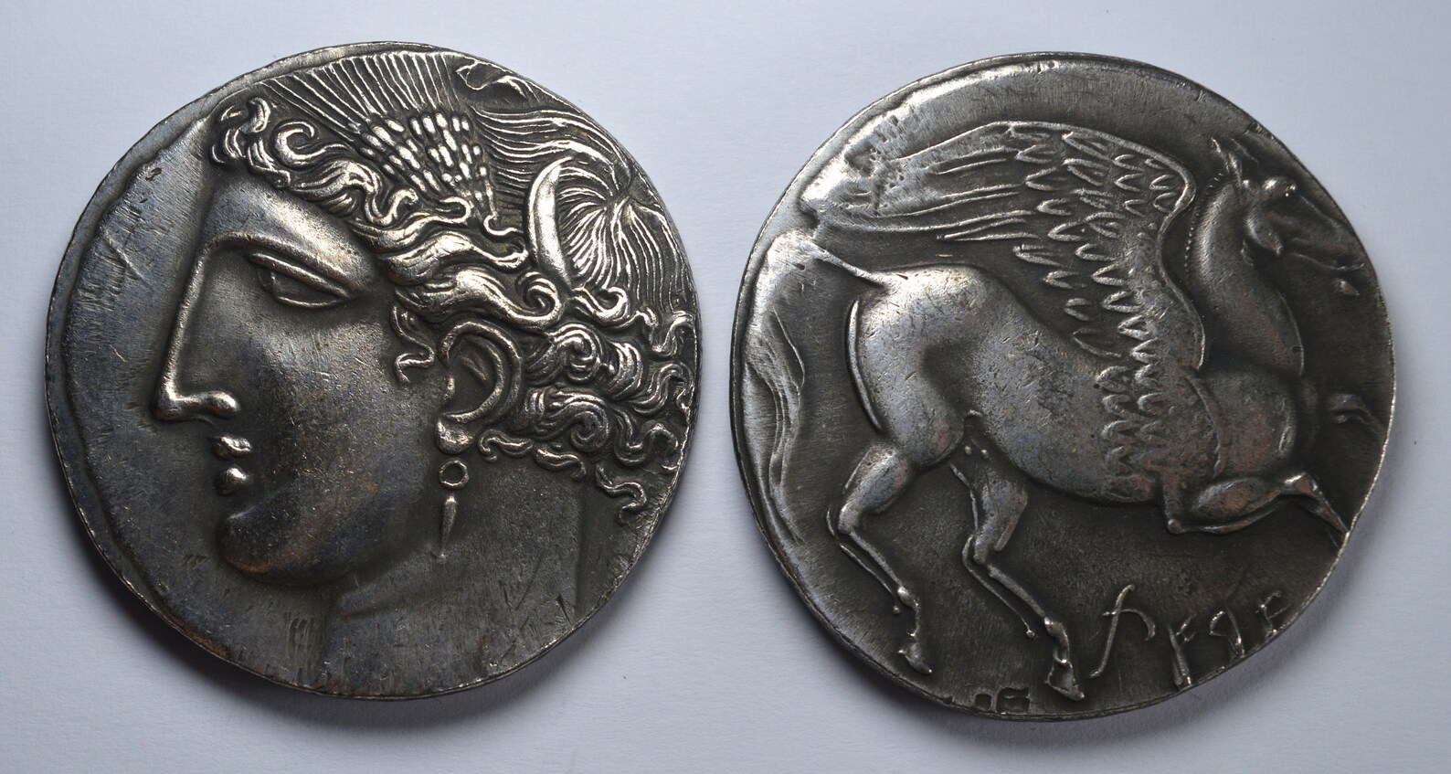 LARGE Carthaginian 5 Shekel Coin With Tanit and Pegasus. Greek Carthage ...