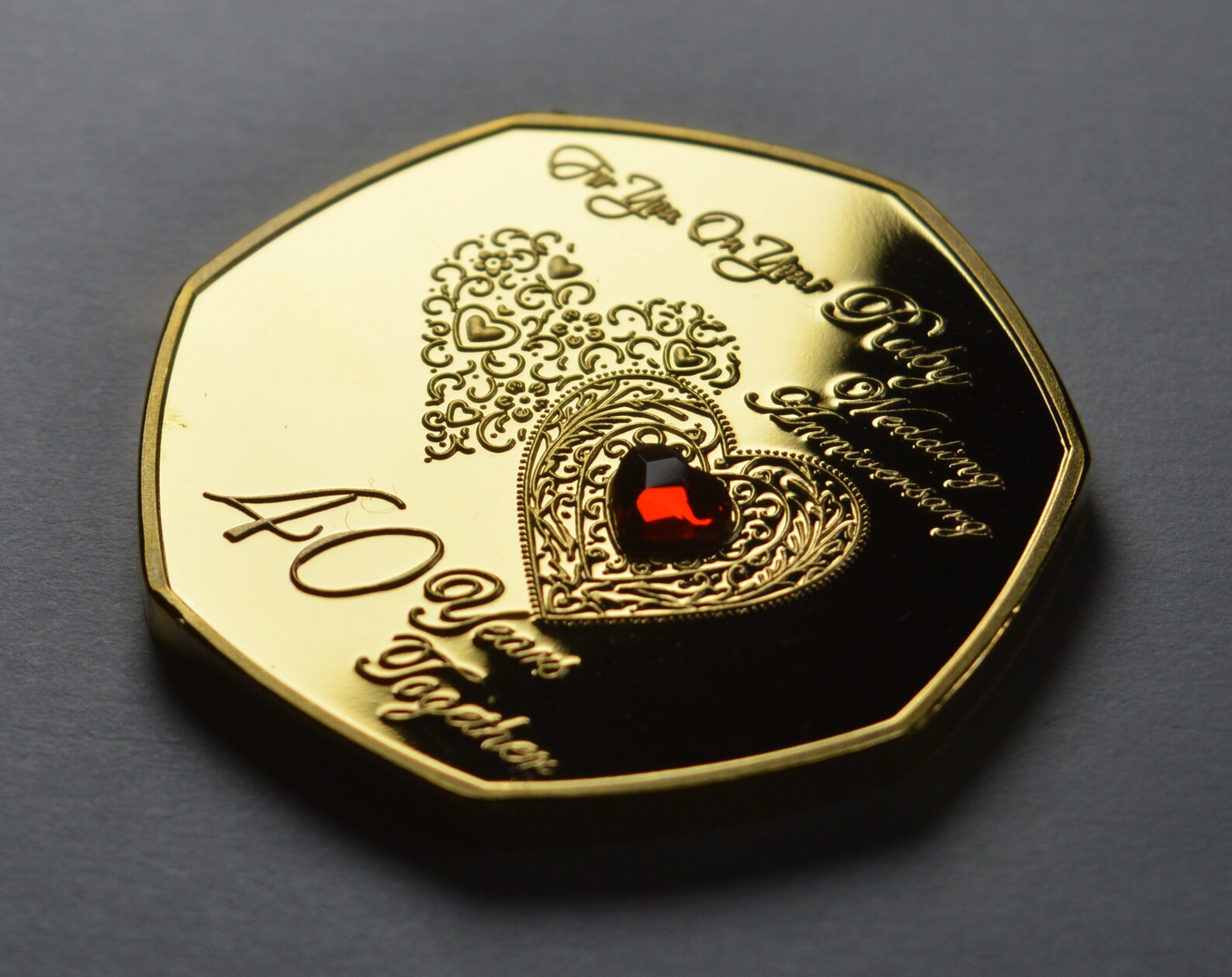 For You on Your 40th RUBY WEDDING ANNIVERSARY 24ct Gold Commemorative ...