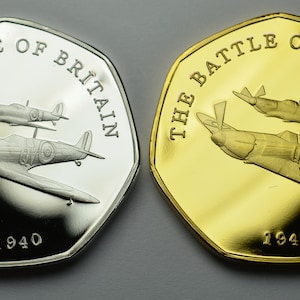 Pair of the Battle of Britain and Supermarine Spitfire Silver & 24ct ...