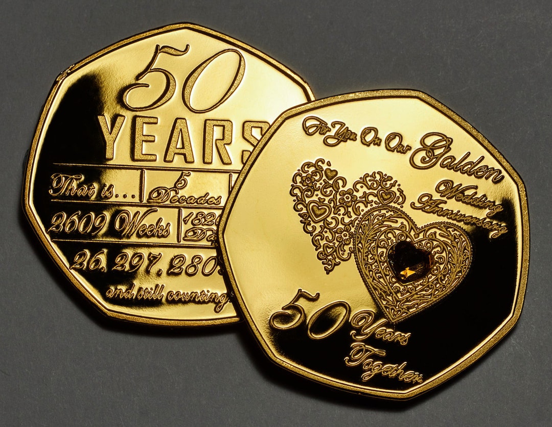 On Our 50th GOLDEN WEDDING ANNIVERSARY Commemorative With Gold Diamante ...