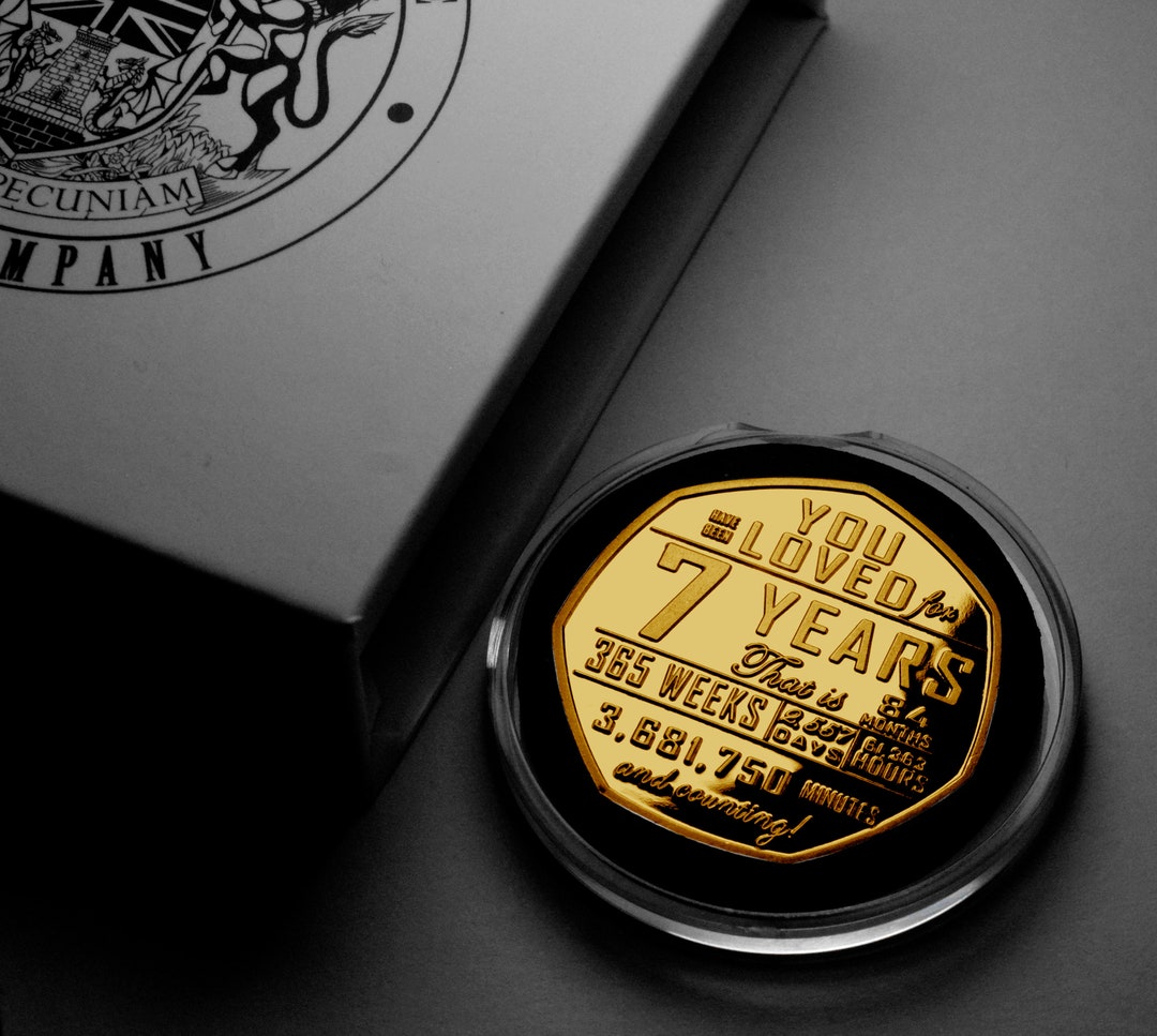7th Birthday 24ct Gold Commemorative in Gift Box. Gift/present ...