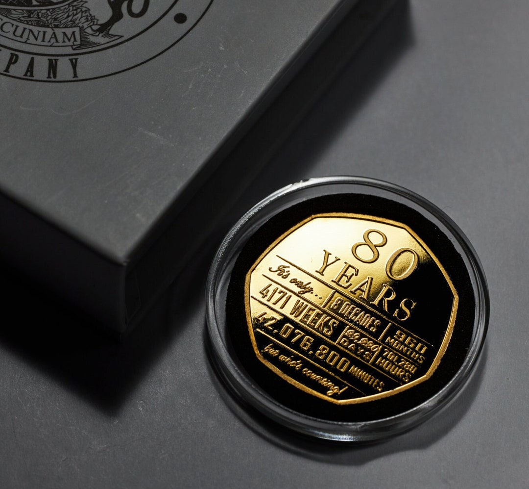 80th Birthday 24ct Gold Commemorative in Gift Box. Gift/present ...