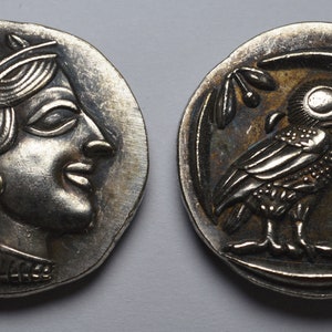 Ancient Greek Silver Athenian Tetradrachm Coin 450BC. Owl of Athena ...