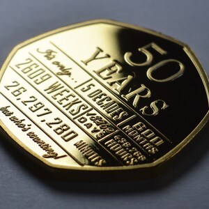 50th Birthday 24ct Gold Commemorative. Gift/present Congratulations ...