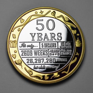 50th Birthday Dual Metal Silver & 24ct Gold Commemorative. Gift/present ...
