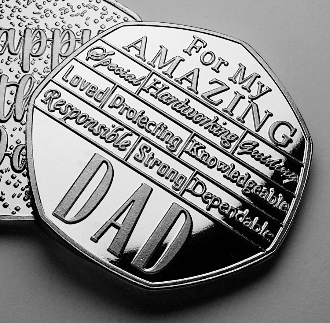 HAPPY FATHER'S DAY Silver Commemorative Coin. Gift/present. Dad/father ...