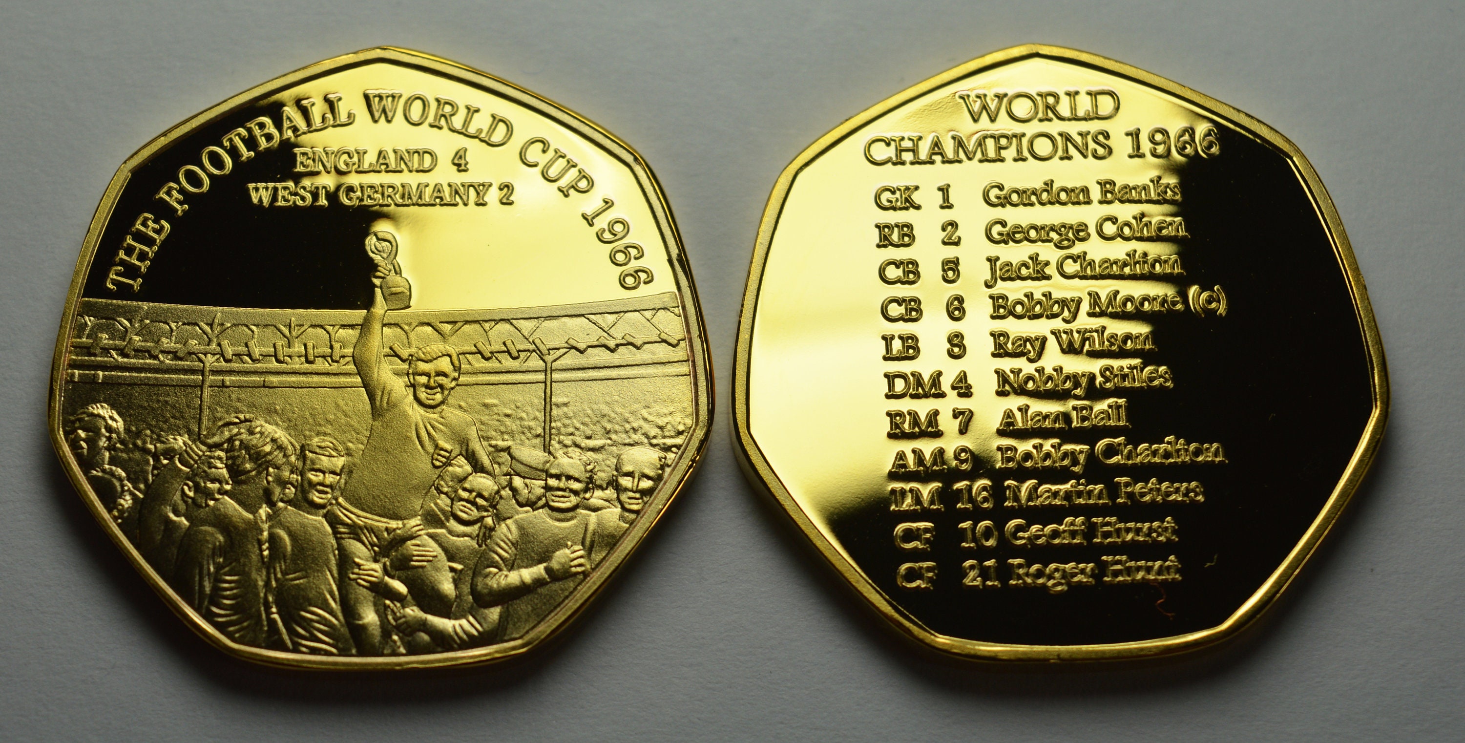 Football World Cup 1966 24ct Gold Commemorative. Bobby Moore, Charlton ...