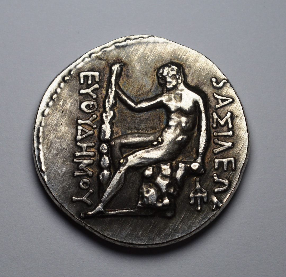 Ancient Greek Greco-bactrian Coin 200BC. Euthydemus I With Herakles ...