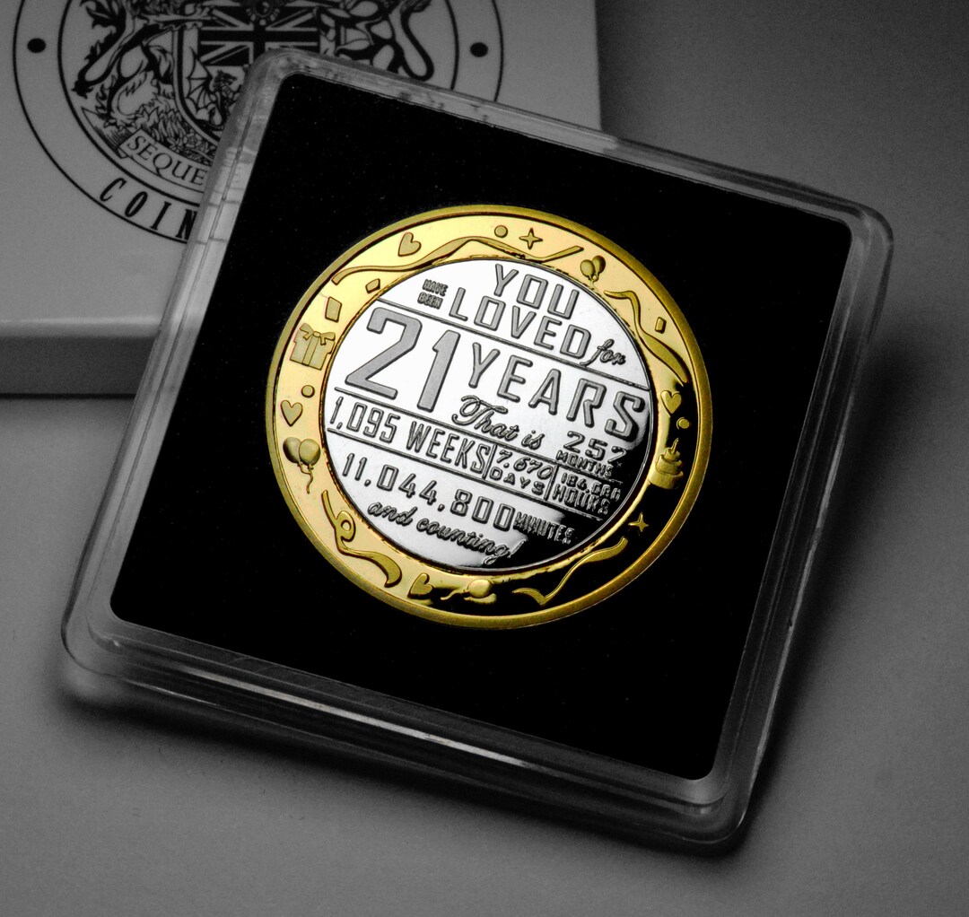 21st Birthday Dual Metal Silver & 24ct Gold Commemorative in Gift ...