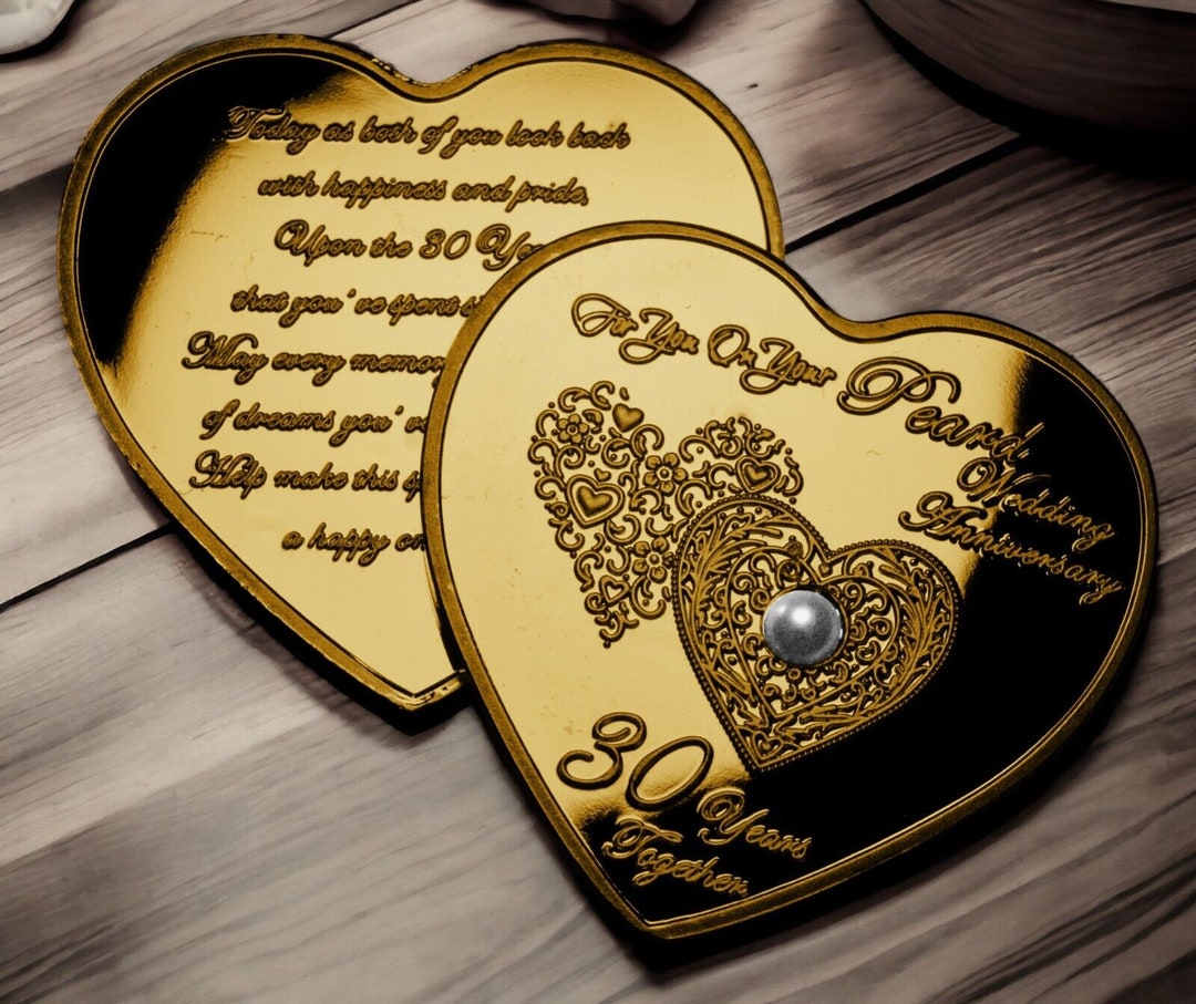 30th PEARL WEDDING ANNIVERSARY Heart Shaped Commemorative. Pearl ...