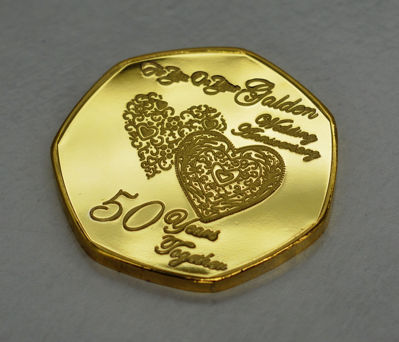 50th GOLDEN WEDDING ANNIVERSARY 24ct Gold Commemorative. Gift/present ...