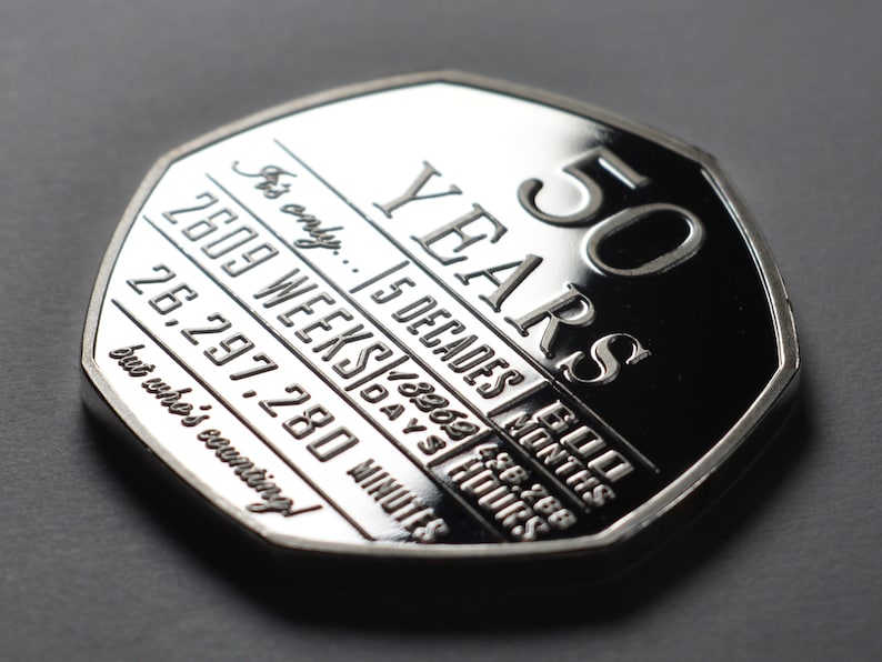 50th Birthday Silver Commemorative. Gift/present Congratulations/party ...