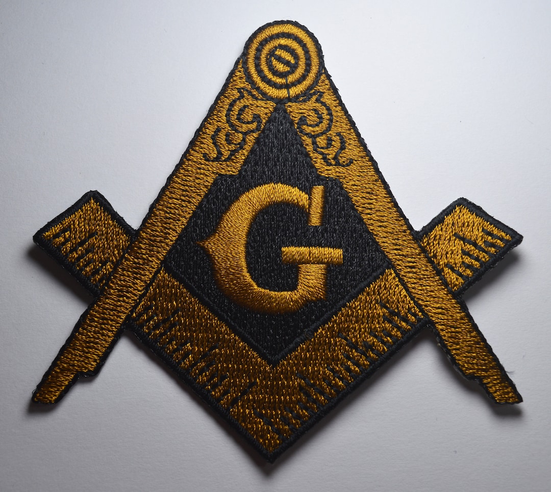 Large MASONIC Sew/iron on Embroidered Patch. Square & Compasses, G ...