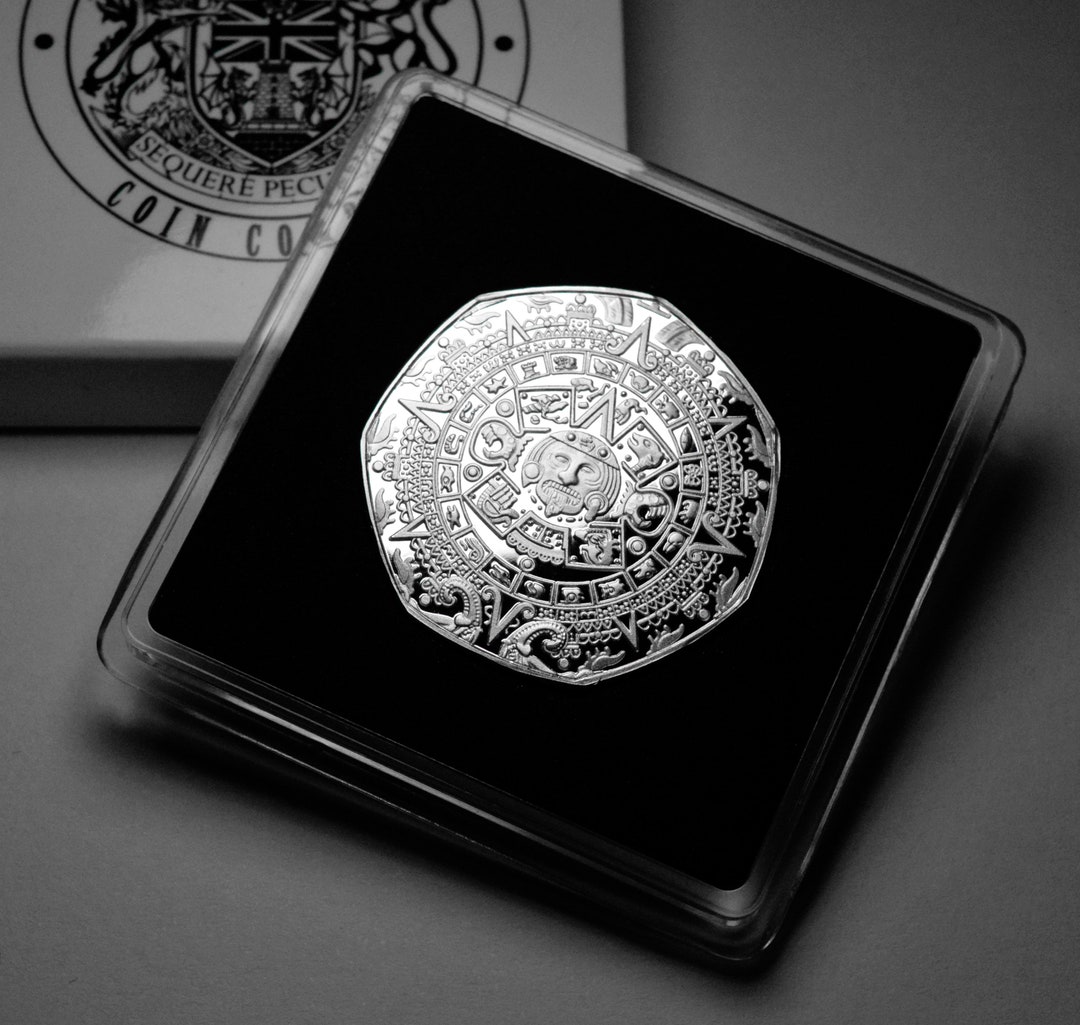 AZTEC CALENDAR Silver Commemorative in Capsule and Gift Case. Mayan ...