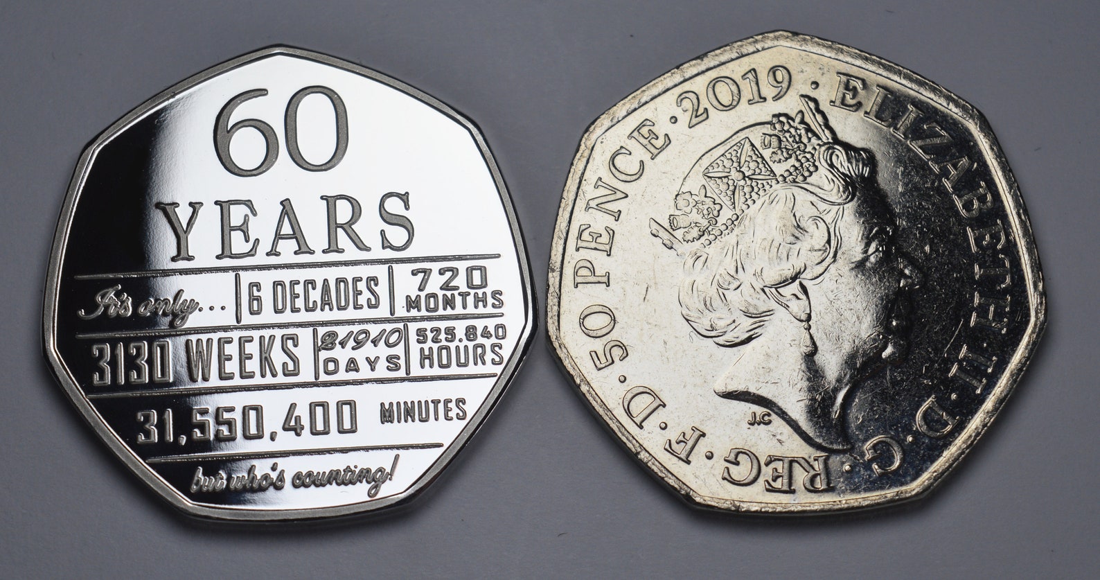 60th Birthday Silver Commemorative. Gift/present Congratulations/party ...