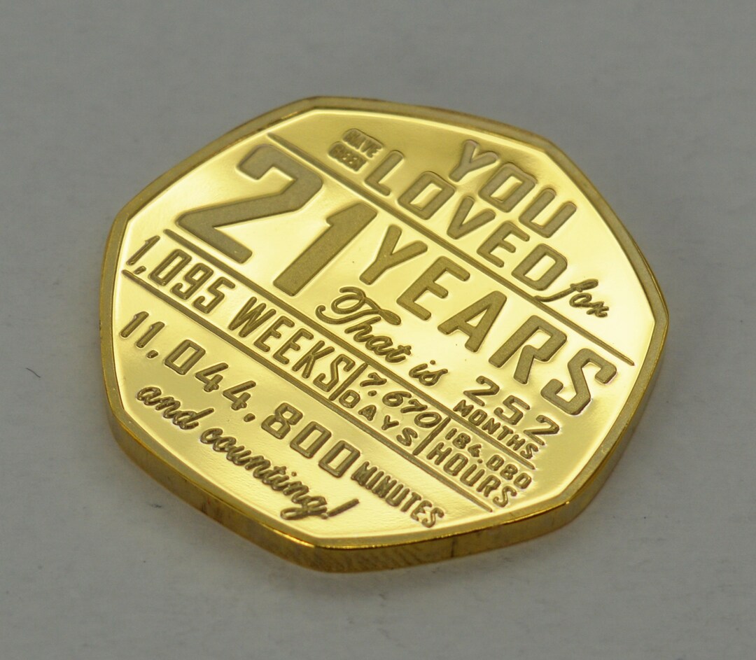 21st Birthday 24ct Gold Commemorative. Gift/present Congratulations ...
