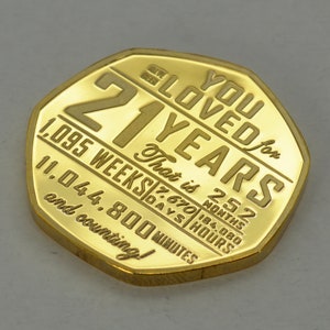 21st Birthday 24ct Gold Commemorative. Gift/present Congratulations ...