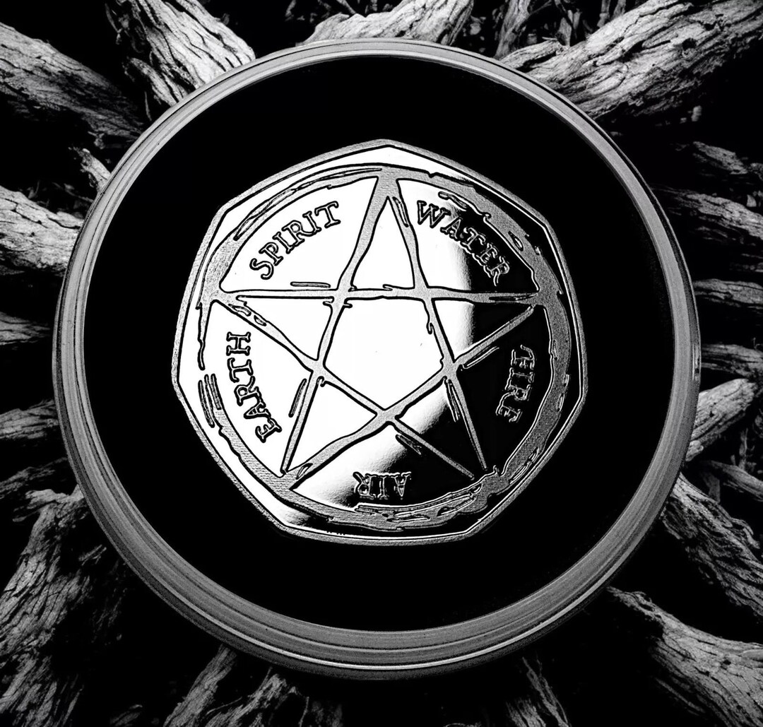PENTACLE/CIRLCE OF Life Silver Commemorative Coin in Capsule. Halloween/pentagram/witch Magic ...