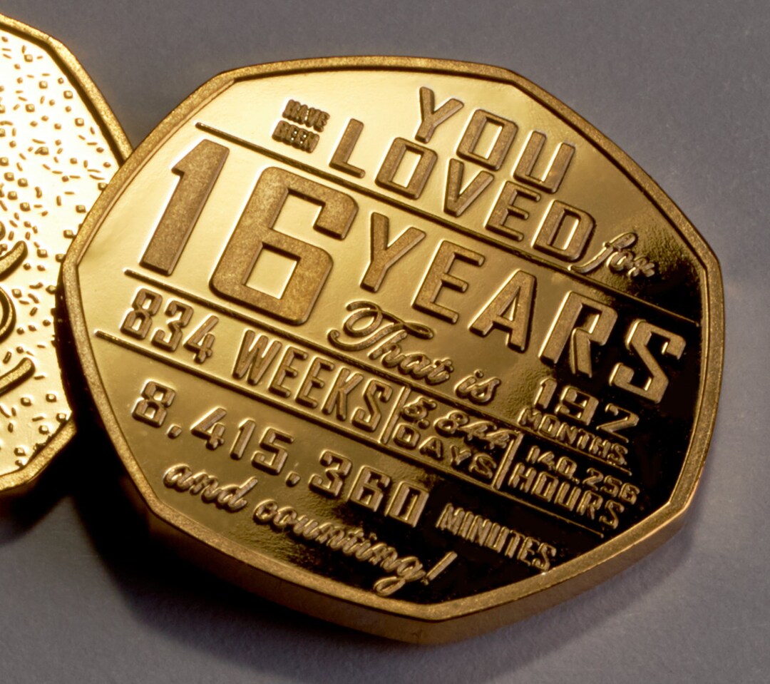 16th Birthday 24ct Gold Commemorative. Gift/present Congratulations ...