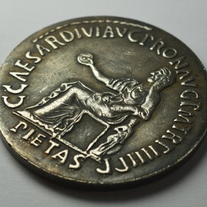 Large Roman Silver Emperor Caligula Coin With Pietas 3.5cm 20g .925 ...