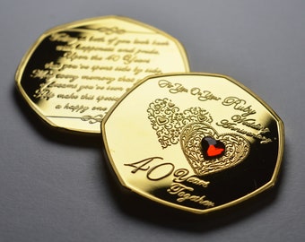 40th RUBY WEDDING ANNIVERSARY 24ct Gold Commemorative With | Etsy UK