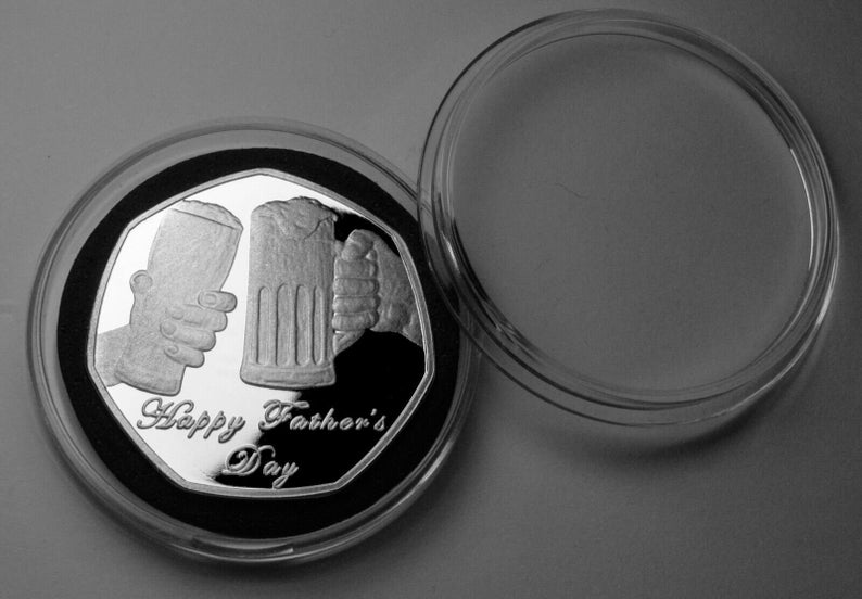 HAPPY FATHER'S DAY Silver Commemorative Coin in Capsule. Gift/present ...
