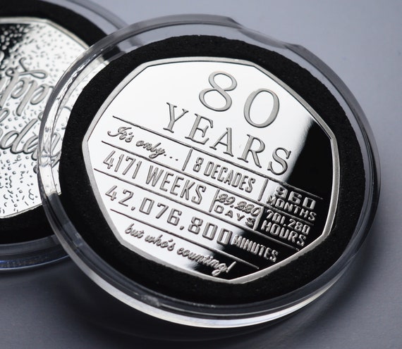 80th Birthday Silver Commemorative in Capsule. Gift/present - Etsy UK