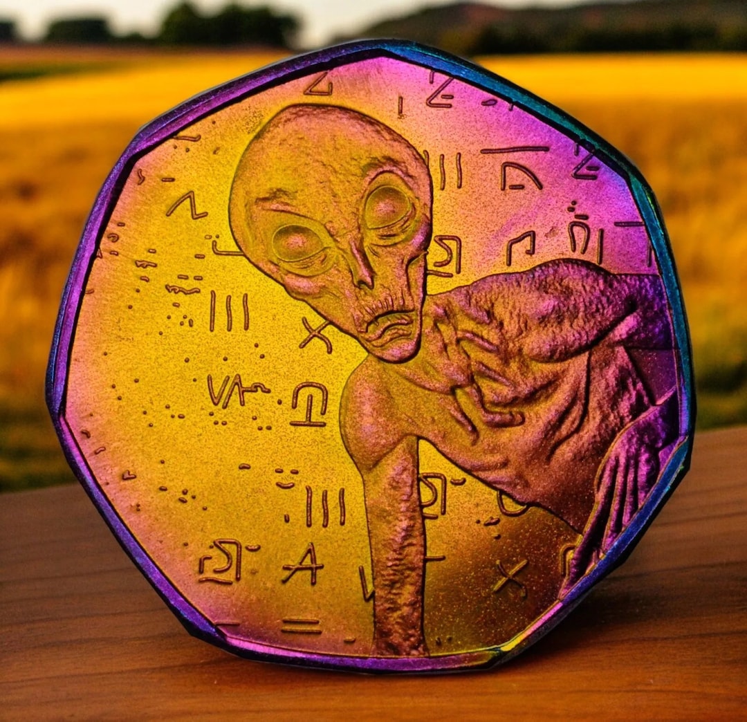 Extremely Rare .999 TITANIUM Alien Coin/artefact. Area 51. Iridescent ...