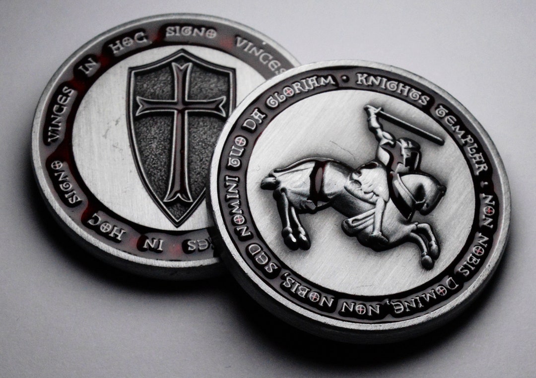 Masonic Knights Templar Antique Nickel Silver Commemorative With Red ...