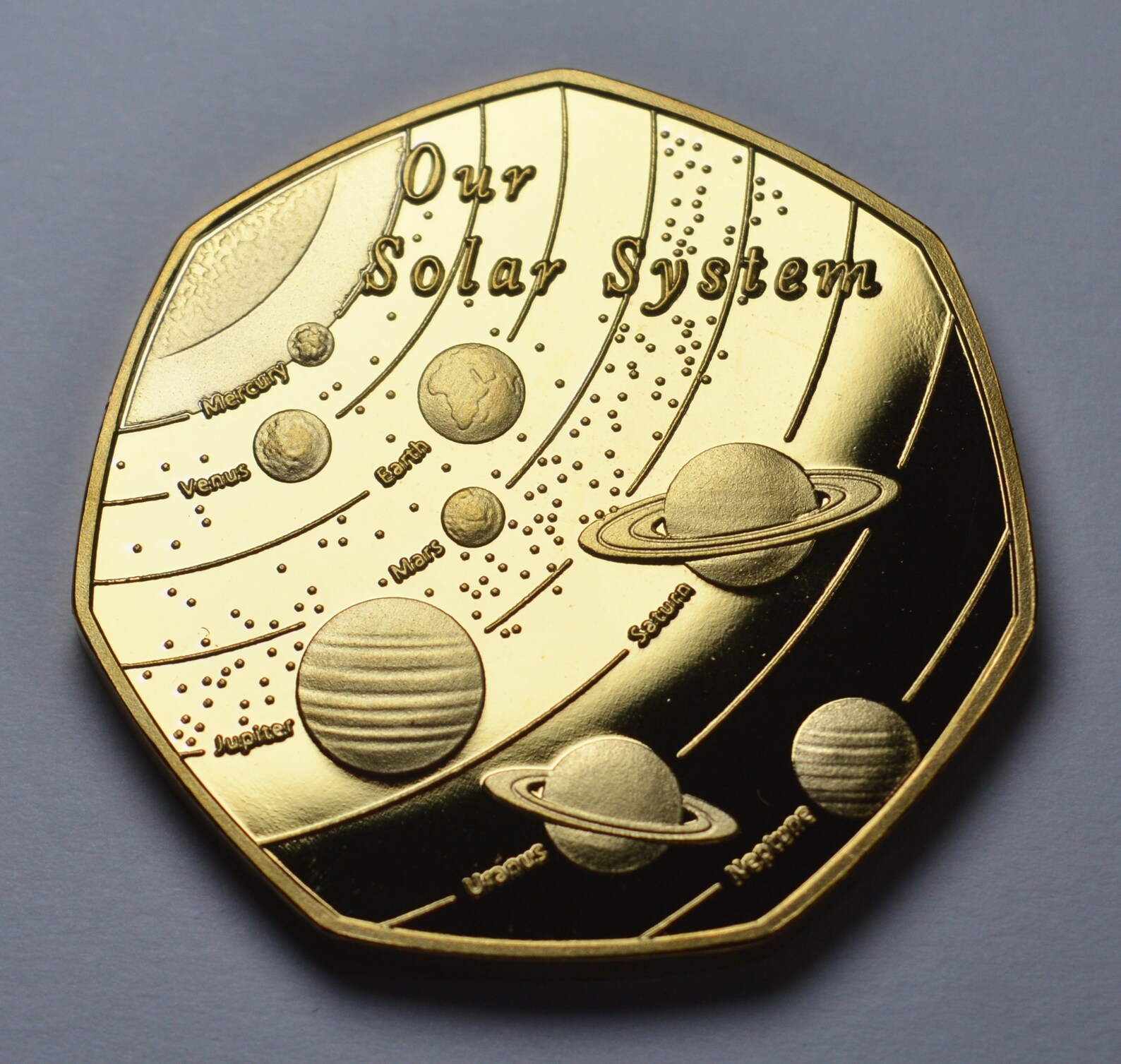 OUR SOLAR SYSTEM 24ct Gold Commemorative. Planets/stars/sun/moon Space ...