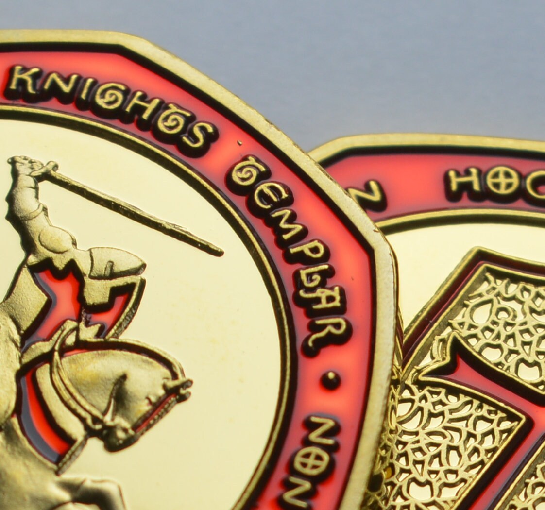 Masonic Knights Templar 24ct Gold Commemorative With Red - Etsy