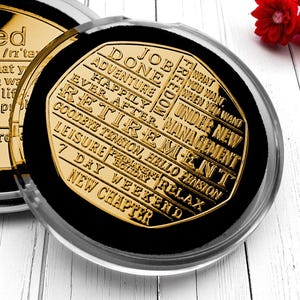 HAPPY RETIREMENT 24ct Gold Commemorative Coin in Capsule. Work/boss ...