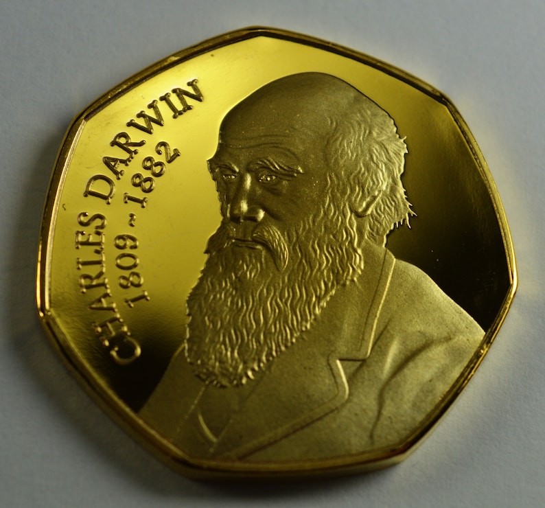 Pair of Charles Darwin Silver & 24ct Gold Commemorative Coins - Etsy