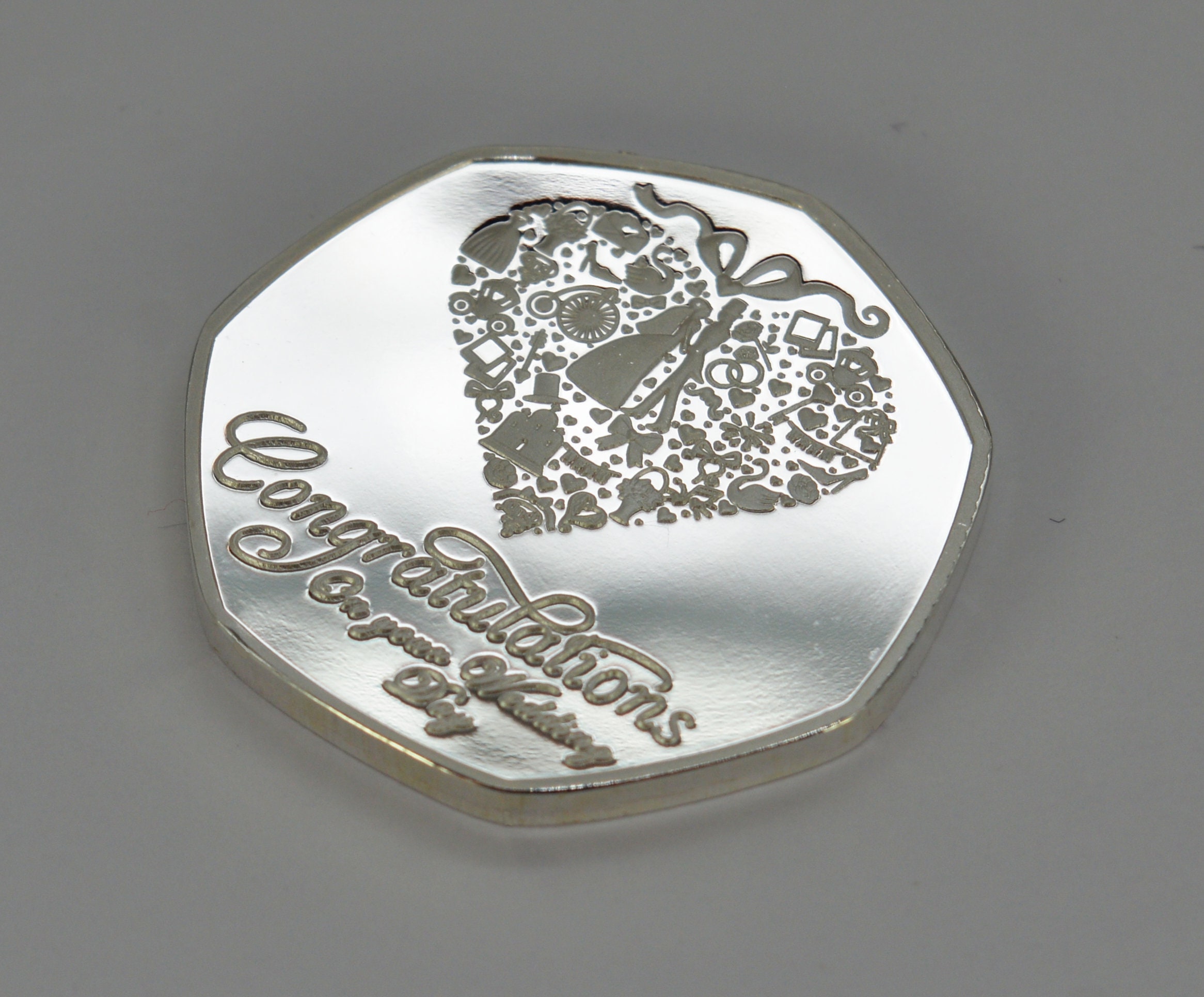 Congratulations on Your Wedding Day Silver Commemorative. - Etsy UK