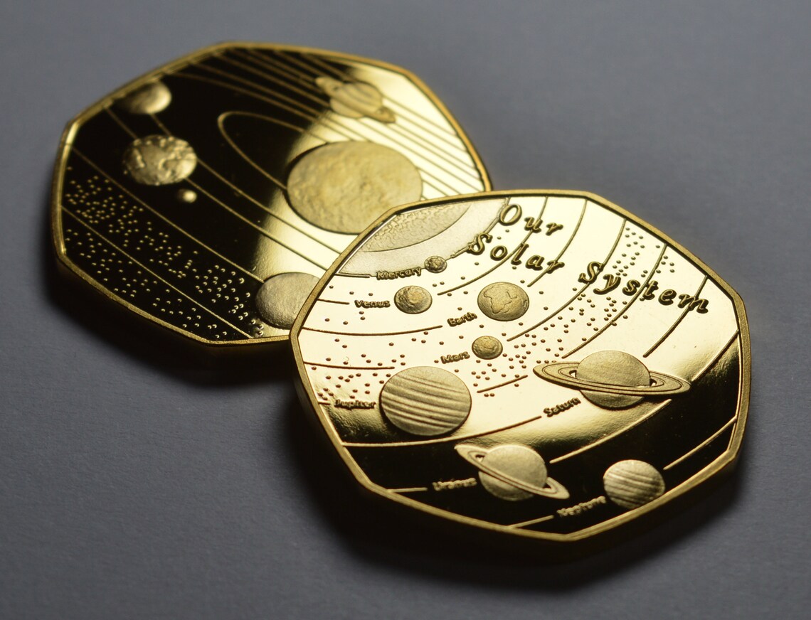 Pair of SOLAR SYSTEM .999 Silver & 24ct Gold Commemoratives in Capsules ...