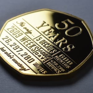 Pair of 50th Birthday Silver & 24ct Gold Commemoratives in 50p Coin ...
