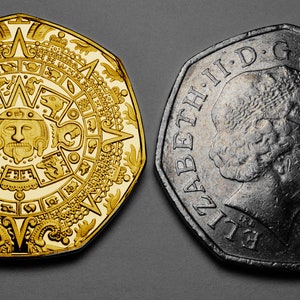 Aztec Calendar 24ct Gold Commemorative in Capsule. Mayan/maya/mexico ...