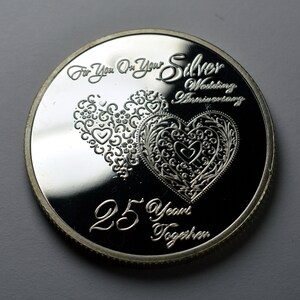 25th SILVER WEDDING ANNIVERSARY .999 Silver Commemorative. Gift/present ...