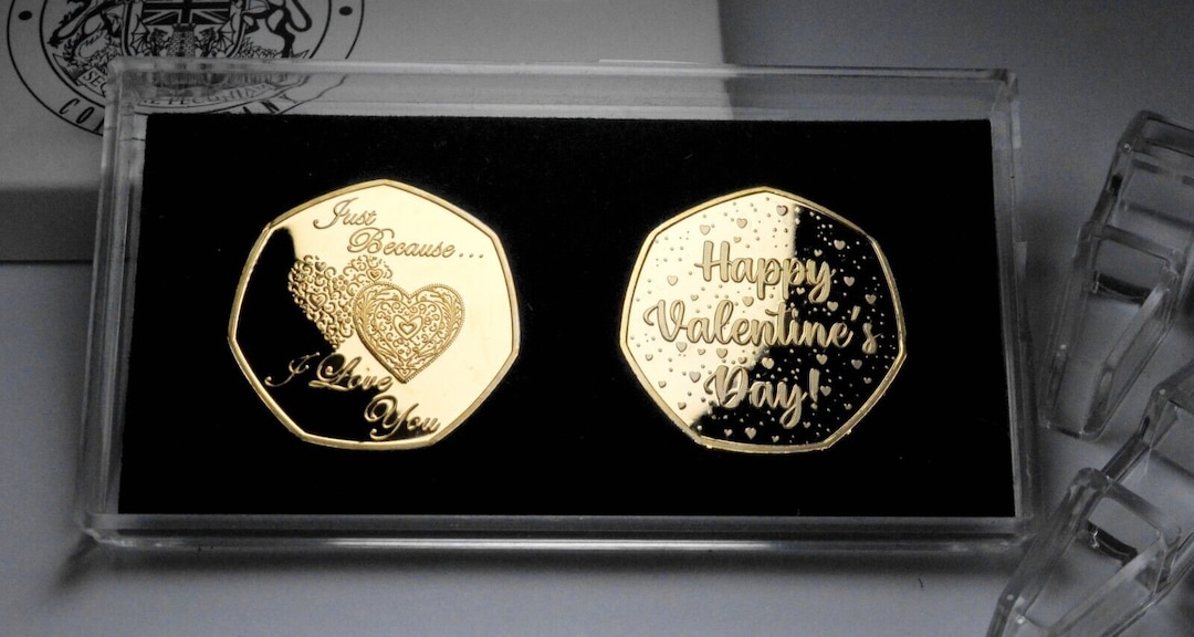 Pair of 24ct Gold Valentine's Day 'I Love You' Commemorative Coins ...