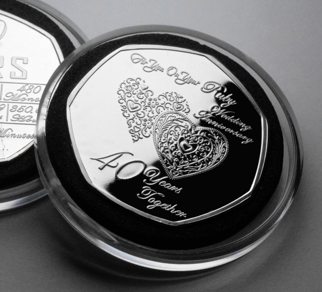 On Your 40th RUBY WEDDING ANNIVERSARY Silver Commemorative in Capsule ...